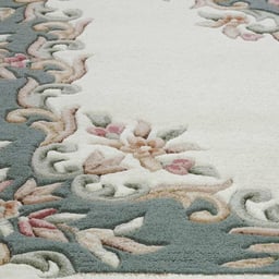 Buy Royal Aubusson Rug cream green in wool | Land of Rugs